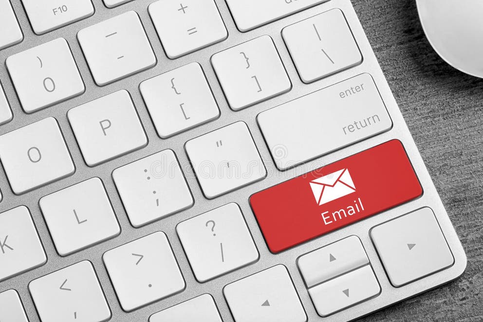 Modern Computer Keyboard with Envelope Sign on Button, Closeup. Sending ...