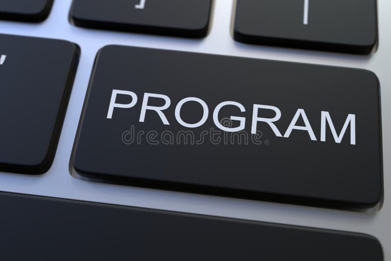 Modern Computer Keyboard with PROGRAM Button. 3D Rendering Stock ...