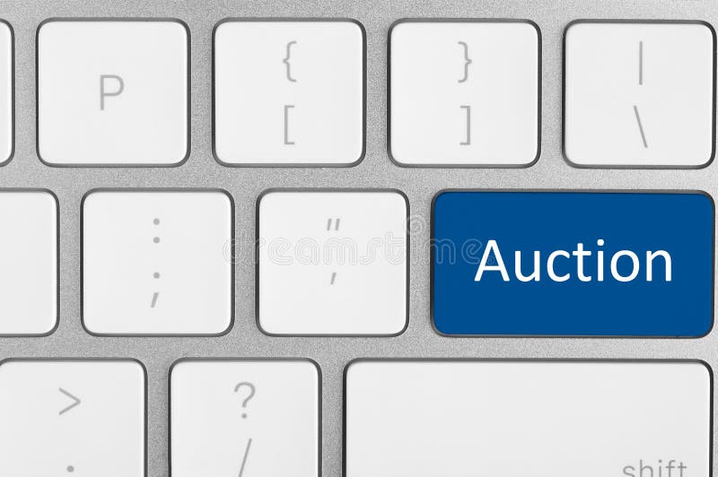 Modern Computer Keyboard with Word Auction on Button, Top View Stock ...