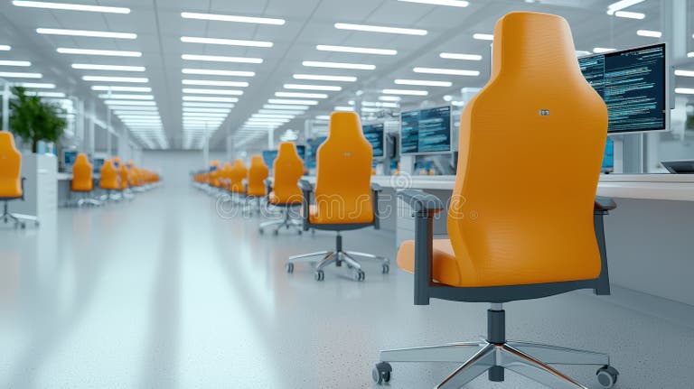 Modern Computer Lab with Multiple Workstations for Education and Training Modern Stock ...