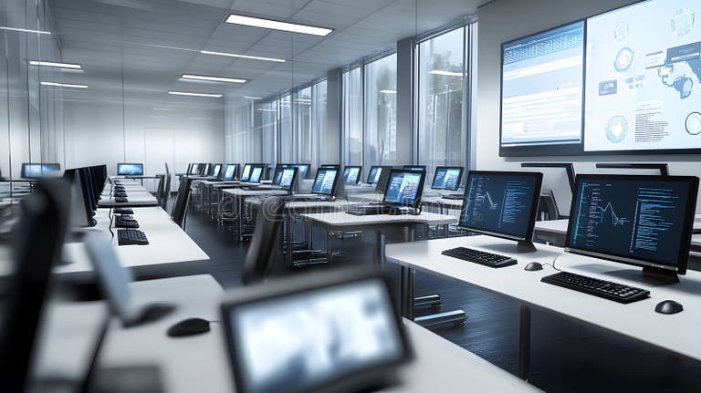Modern Computer Lab with Workstations Ai Generated Stock Illustration ...