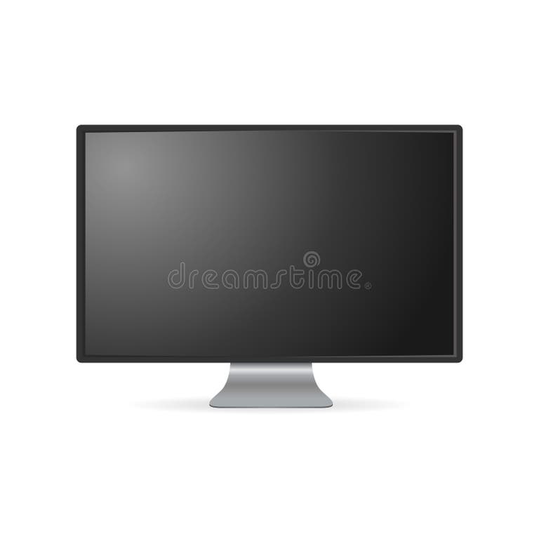 Modern Computer Monitor with Black Screen Stock Vector - Illustration ...