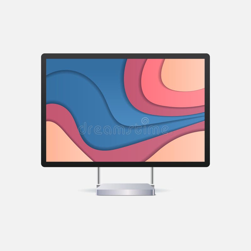 Modern Computer Monitor with Colored Screen Realistic Mockup Gadgets ...