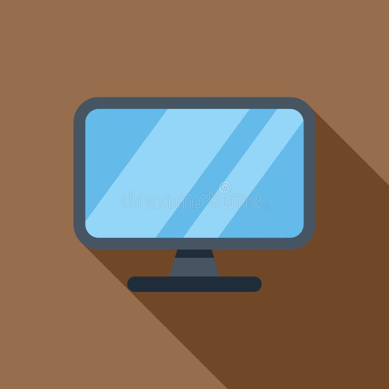 Modern Computer Monitor Displaying Blank Screen with Long Shadow Stock ...