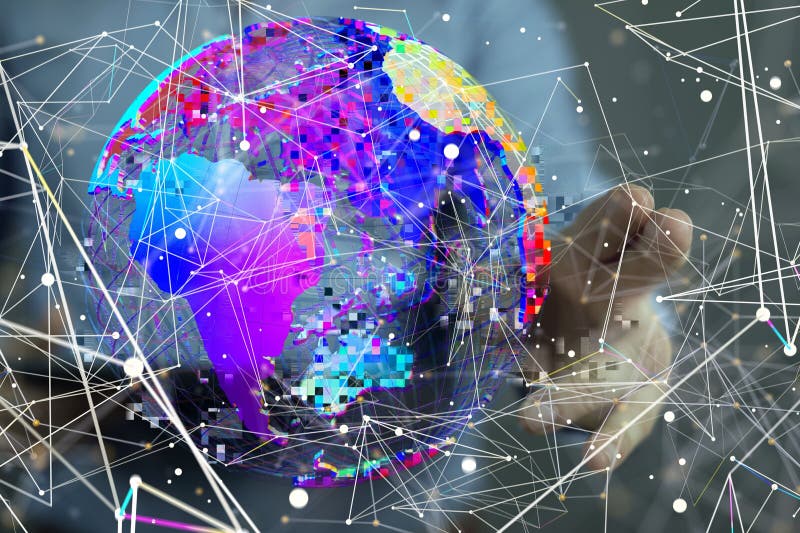 A Computer Monitor Showing a Network of Colorful Lines Around a Globe ...