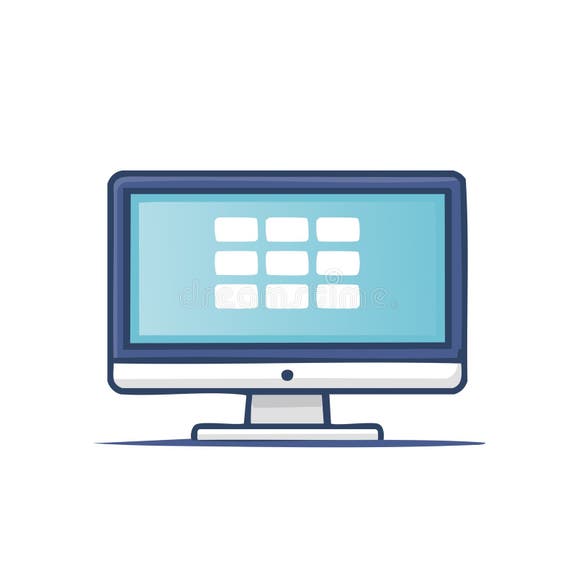 Modern Computer Monitor Displaying a Grid of White Rectangles Stock ...