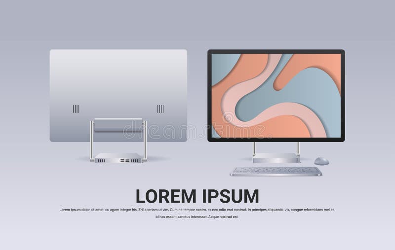 Modern Computer Monitor with Keyboard Mouse and Colored Screen ...