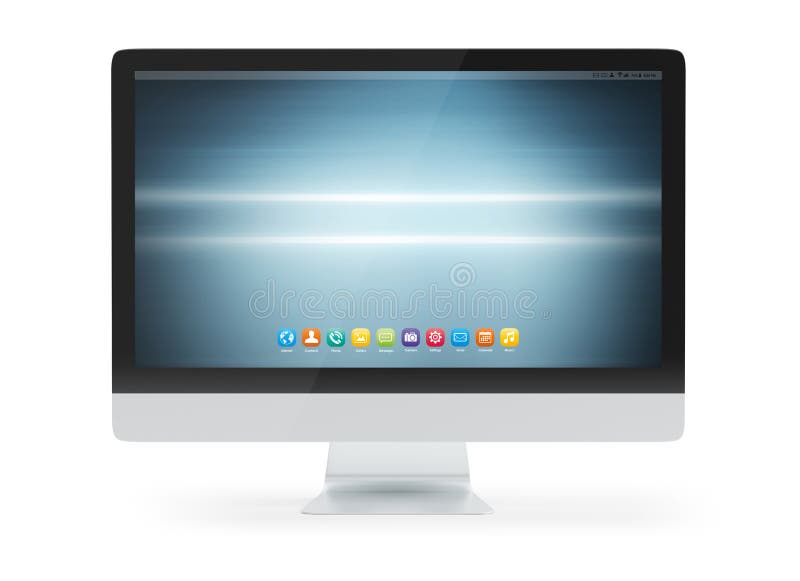 Modern Computer Monitor Mockup Isolated 3d Rendering Stock Illustration ...