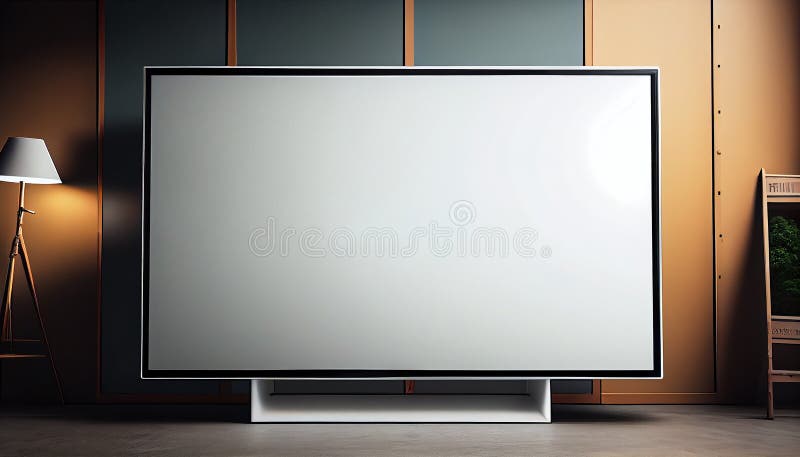 Modern Computer Monitor on Wooden Table Indoors ,generative AI Stock ...