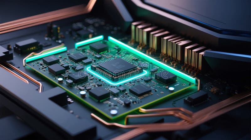 Modern Computer Motherboard with Illuminated Circuitry and Advanced ...