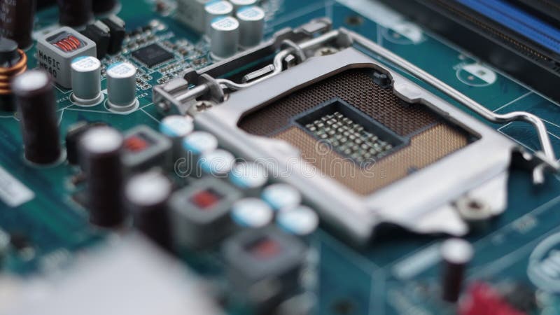 Modern Computer Motherboard and Processor Slot Stock Footage - Video of ...