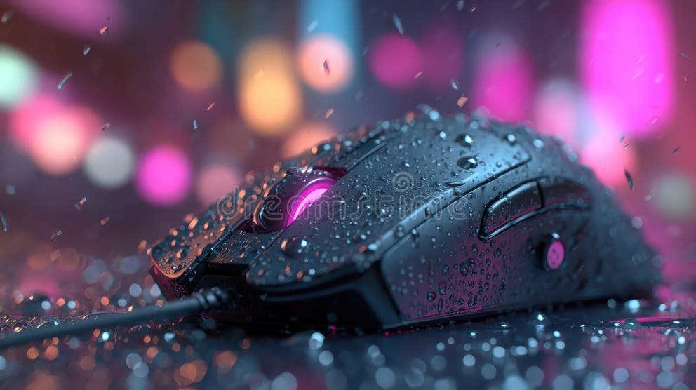 Modern Computer Mouse on Table with Blurred Background Stock Photo ...