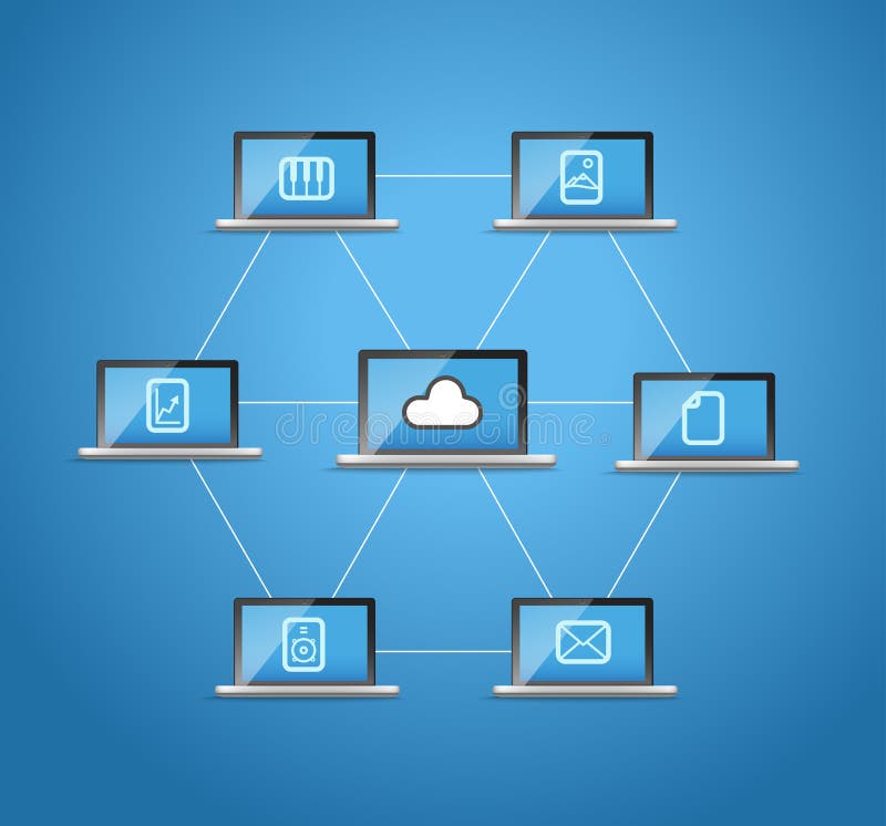 Modern Computer Network Scheme Stock Vector - Illustration of cloud ...