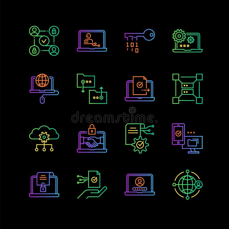 Modern Computer Network Technology Icons Set Stock Vector ...