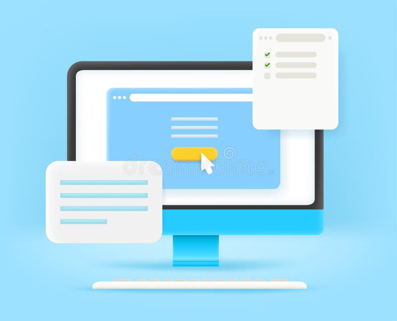 Modern Computer with Opened Browser Stock Vector - Illustration of ...