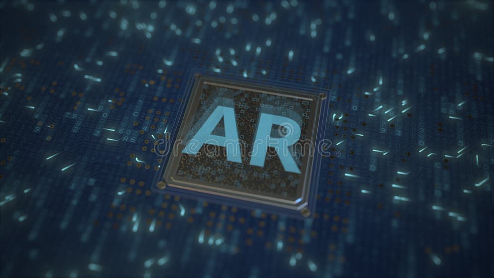 AR or Augmented Reality Text on a Computer Processor 3d Rendering Stock ...