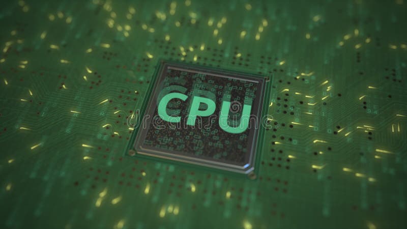 CPU Text on a Computer Processor 3d Animation Stock Video - Video of ...