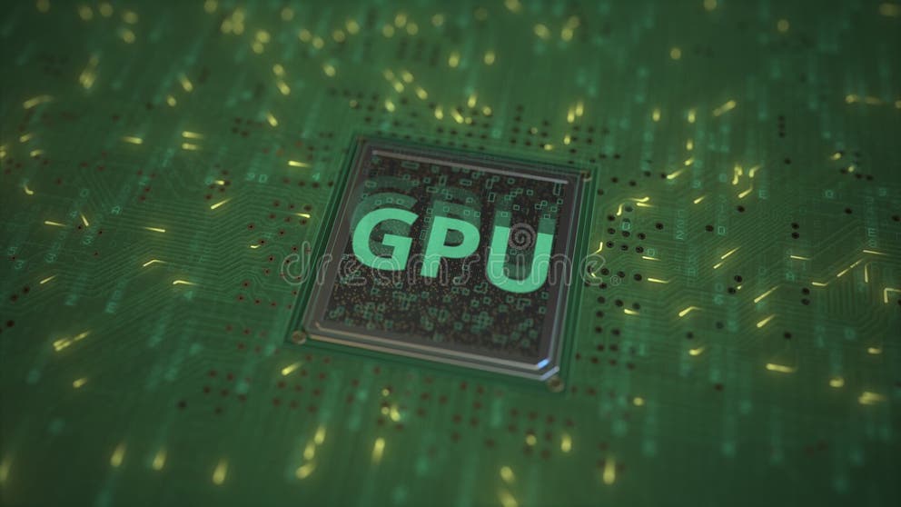 GPU Text on a Computer Processor 3d Rendering Stock Illustration ...