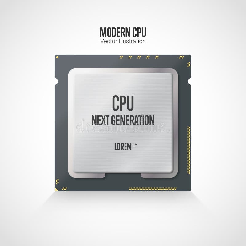 Realistic Processor Microcircuit, Cpu on the Motherboard. Modern Trendy ...