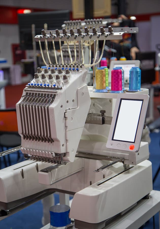 Modern embroidery machine stock image. Image of cloth - 174120579