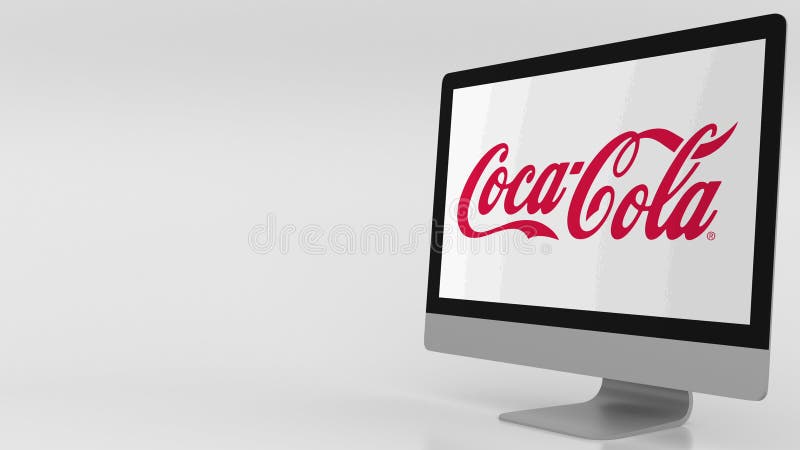 Modern Computer Screen with Coca-Cola Logo. 4K Editorial Clip Stock ...