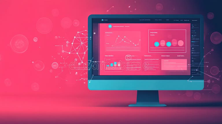 Modern Computer Screen Displays Data Visualizations And Analytics Interactive Dashboard With