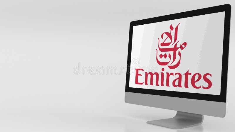 Emirates Airlines Logo on Waving Digital Flag. Editorial Looping ...