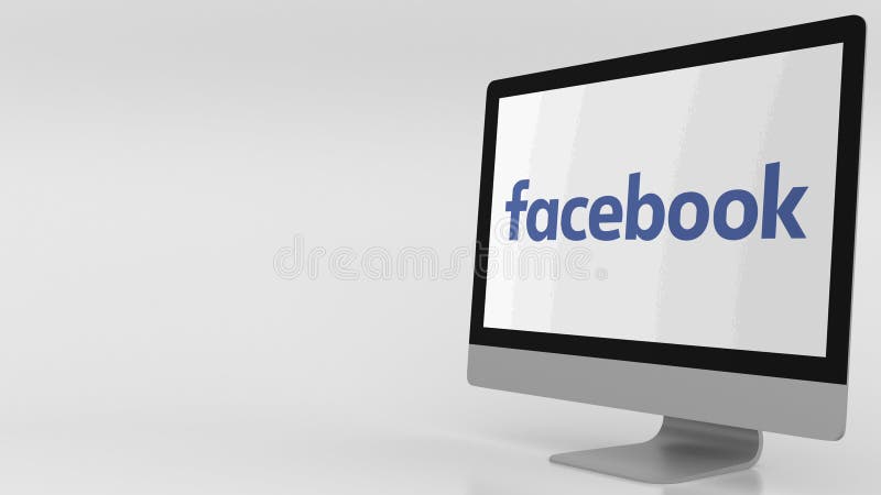 Modern Computer Screen with Facebook Logo. 4K Editorial Clip Stock ...