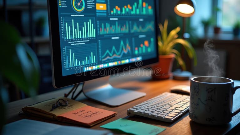 Modern Computer Screen with High-Resolution Display Stock Illustration ...