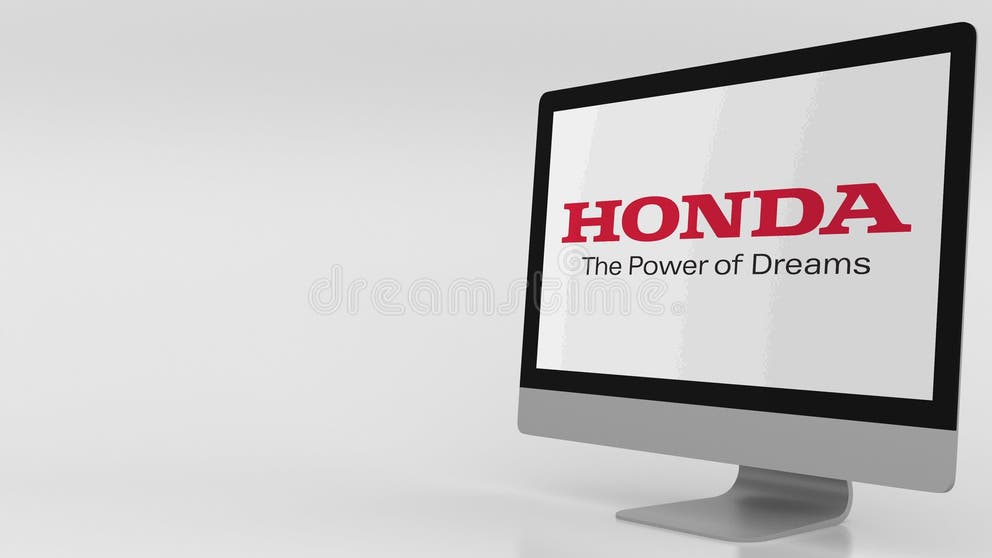 Modern Computer Screen with Honda Logo. Editorial 3D Rendering ...