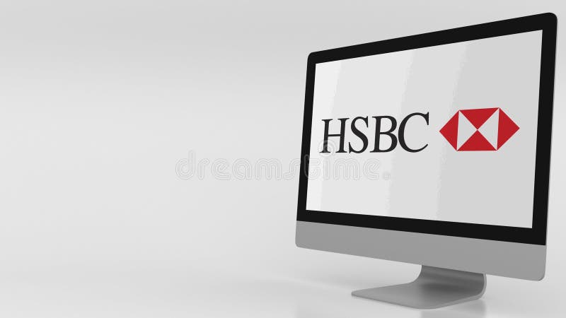 Logo of HSBC on a Media Facade with Reflecting Cloudy Sky, Editorial 3D ...
