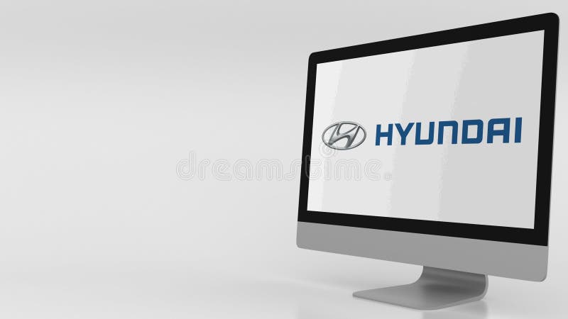Modern Computer Screen with Hyundai Logo. Editorial 3D Rendering ...
