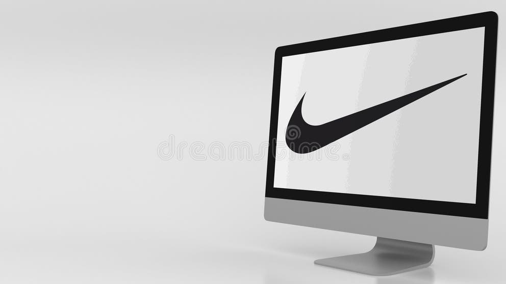 Modern Computer Screen with Nike Logo. Editorial 3D Rendering Editorial ...