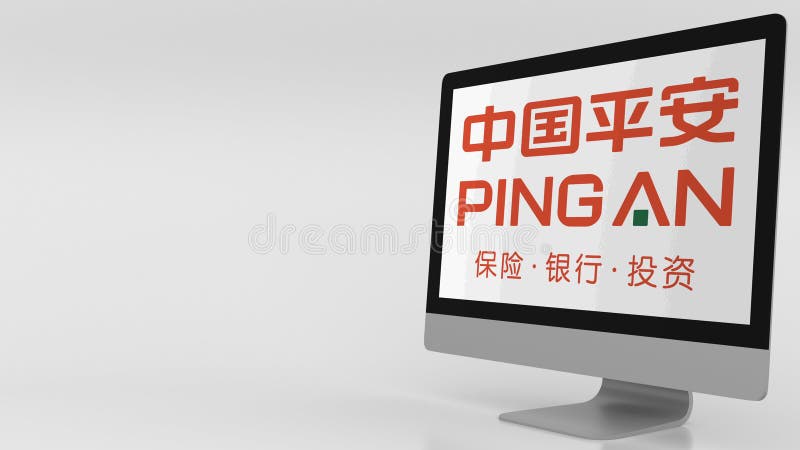 Modern Computer Screen with Ping-an Logo. 4K Editorial Clip Stock ...