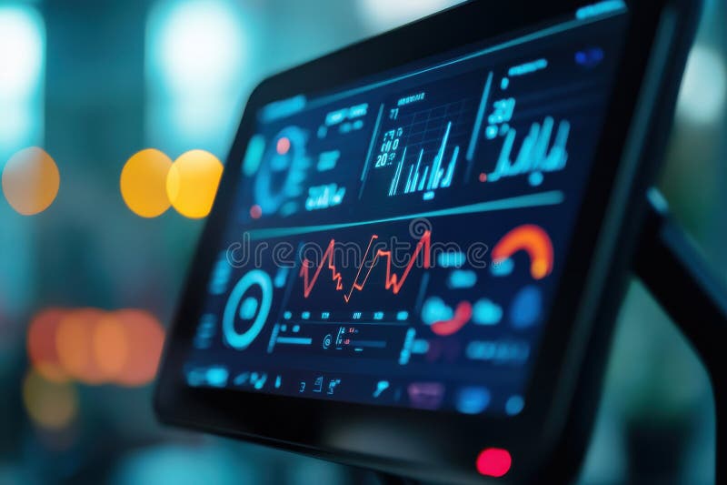 Modern Computer Screen Showing Graphs and Statistics in a Futuristic ...