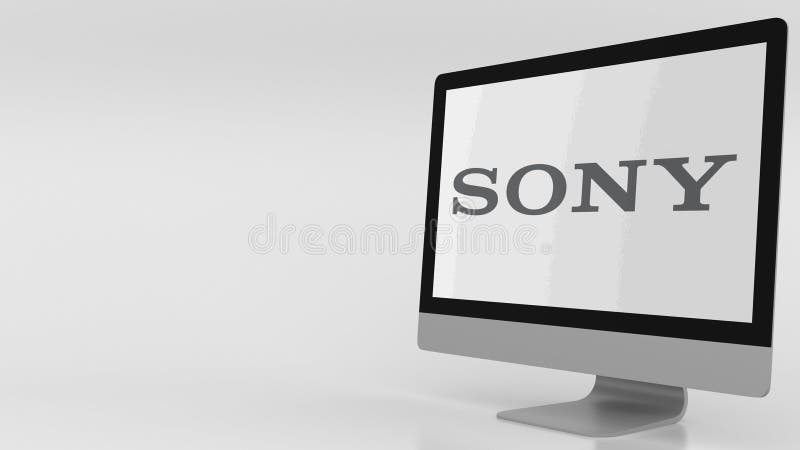 Modern Computer Screen with Sony Logo. Editorial 3D Rendering Editorial ...