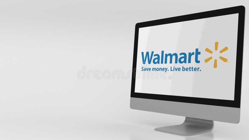 Modern Computer Screen with Walmart Logo. Editorial 3D Rendering ...
