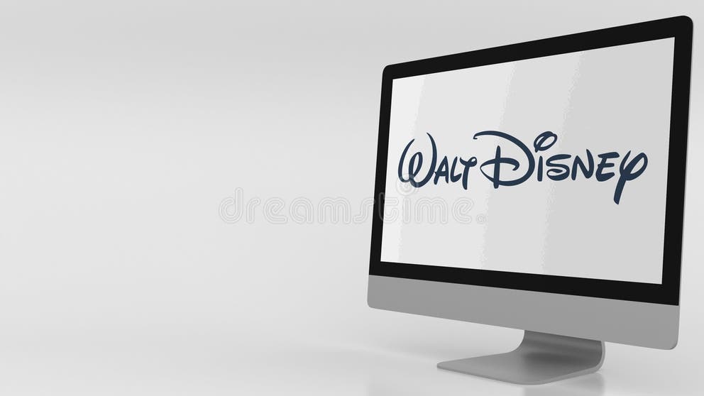 Modern Computer Screen with Walt Disney Logo. Editorial 3D Rendering ...
