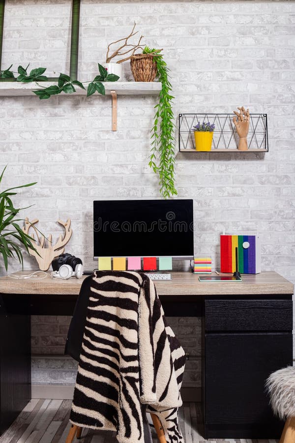 Modern Computer Set in a Cozy Office Stock Photo - Image of business ...