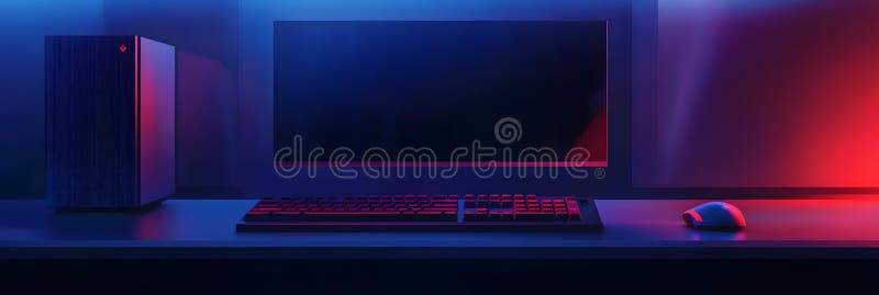 Modern Computer Setup with Futuristic Atmosphere Stock Illustration ...