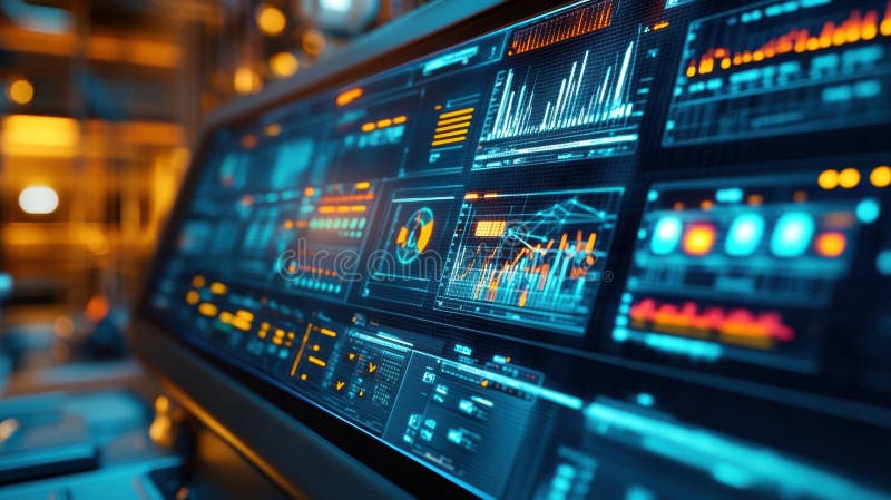 Computer Monitor Displaying Digital Dashboard Various Data Visualizations Stock Photos - Free ...