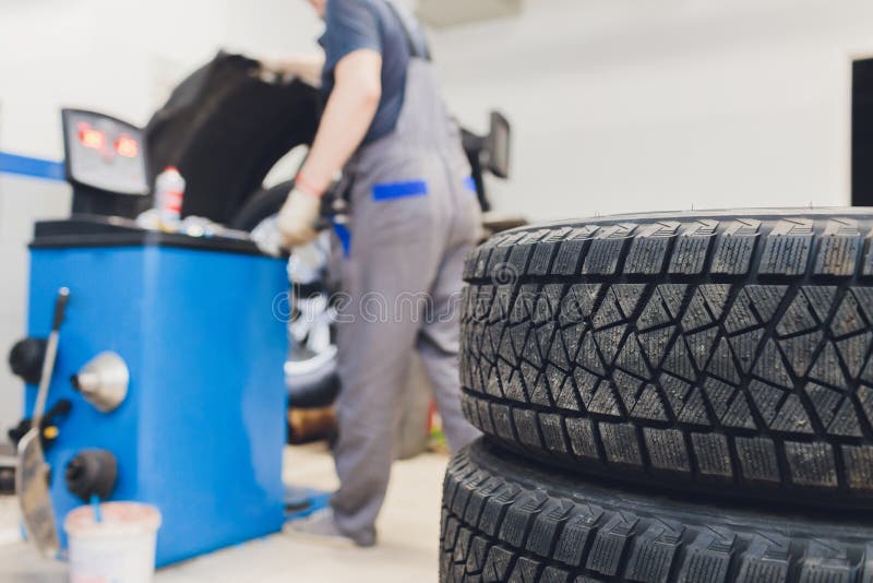 Stand for Balancing Wheels of Car Stock Image - Image of maintenance ...