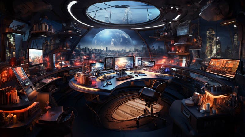 A Modern Computer Technology Room Interior Stock Illustration ...