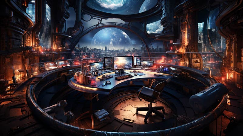 A Modern Computer Technology Room Interior Stock Illustration ...