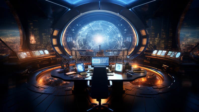 A Modern Computer Technology Room Interior Stock Illustration ...