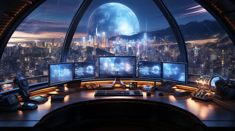 A Modern Computer Technology Room Interior Stock Illustration ...