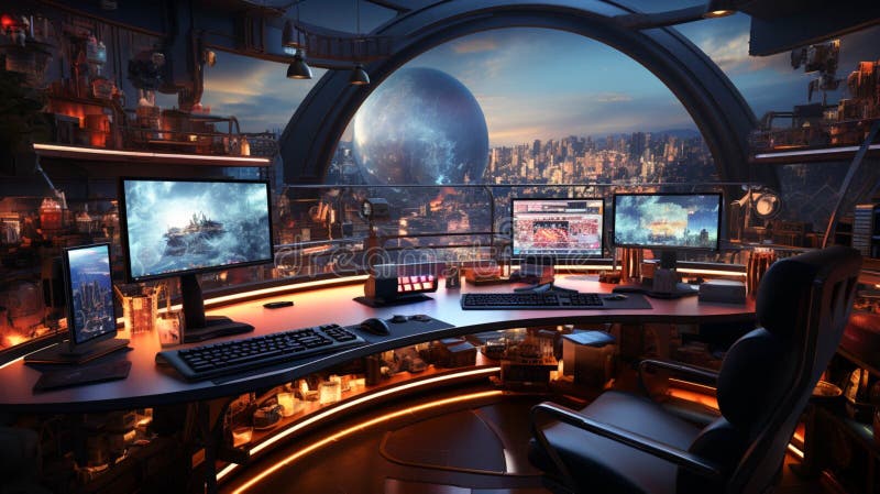 A Modern Computer Technology Room Interior Stock Image - Image of ...