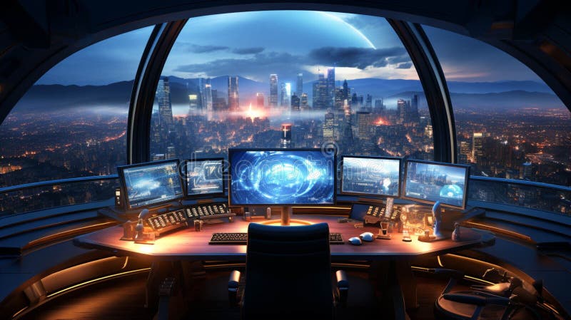 A Modern Computer Technology Room Interior Stock Photo - Image of ...