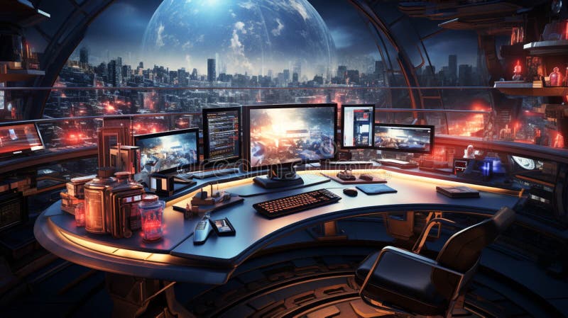 A Modern Computer Technology Room Interior Stock Photo - Image of ...