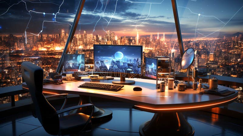 A Modern Computer Technology Room Interior Stock Photo - Image of ...